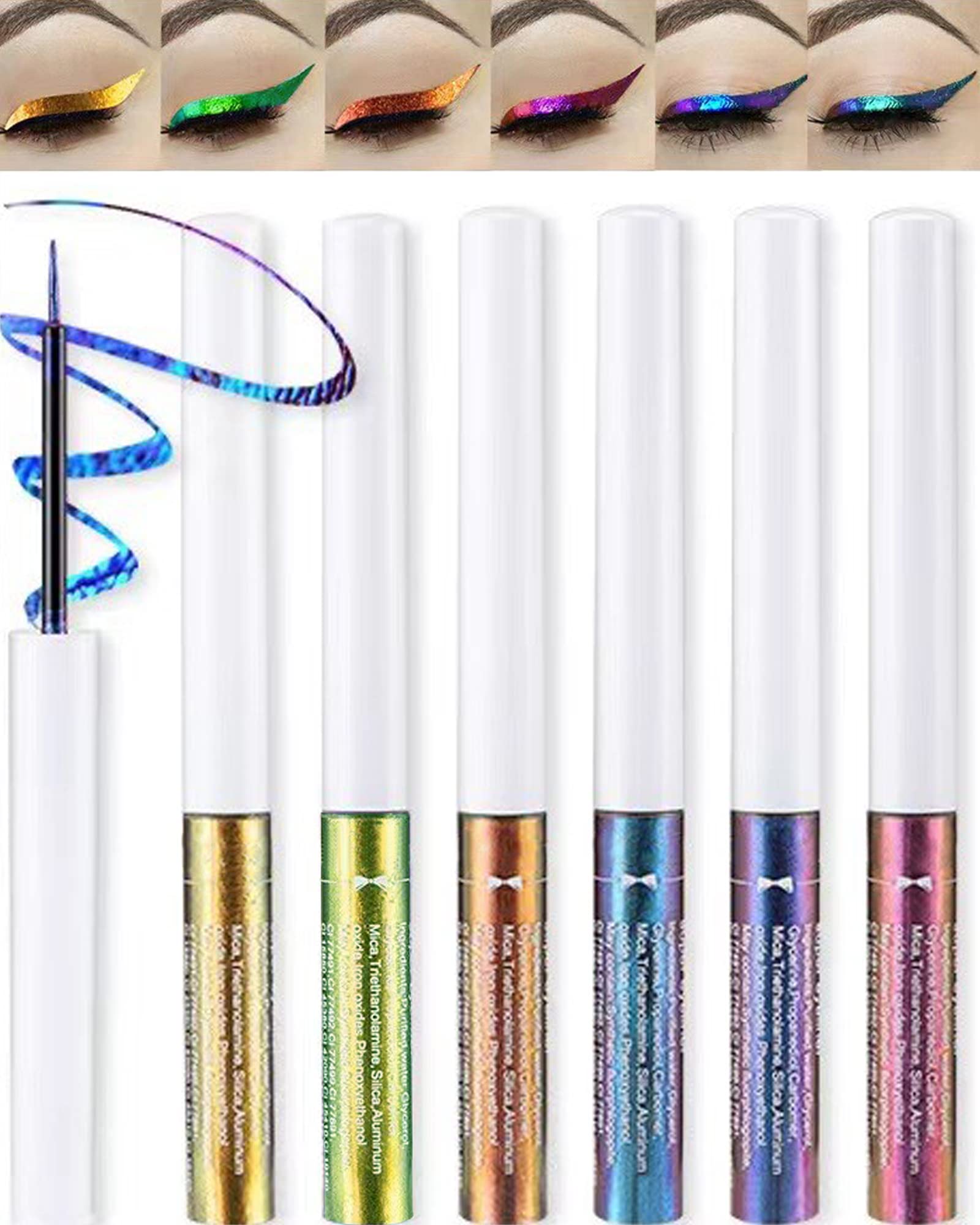 Amazon.com : Chameleon Multichrome Glitter Eyeliner Liquid Kit-6Pcs ...
