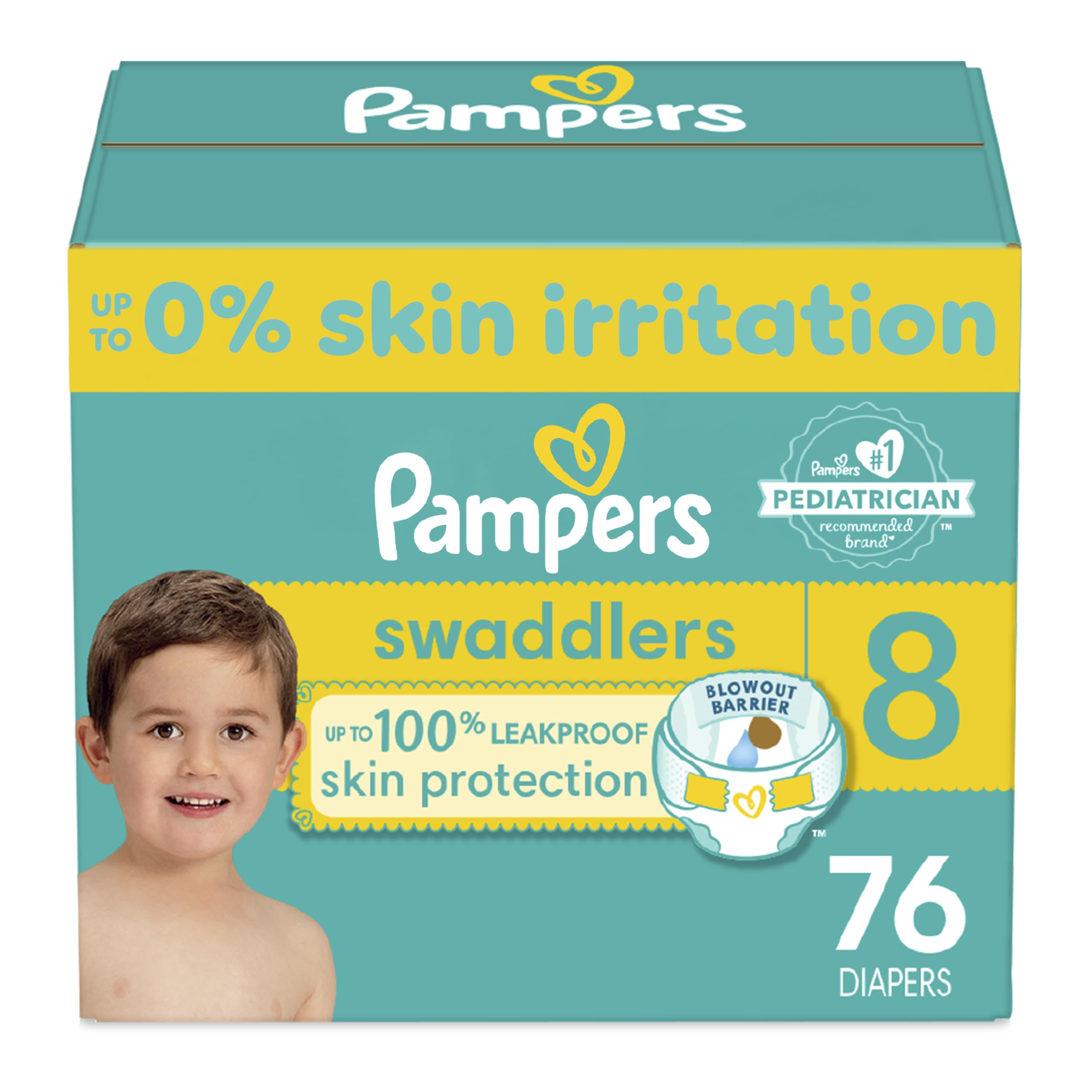 Amazon.com: Pampers Swaddlers Diapers - Size 8, One Month Supply (76 ...