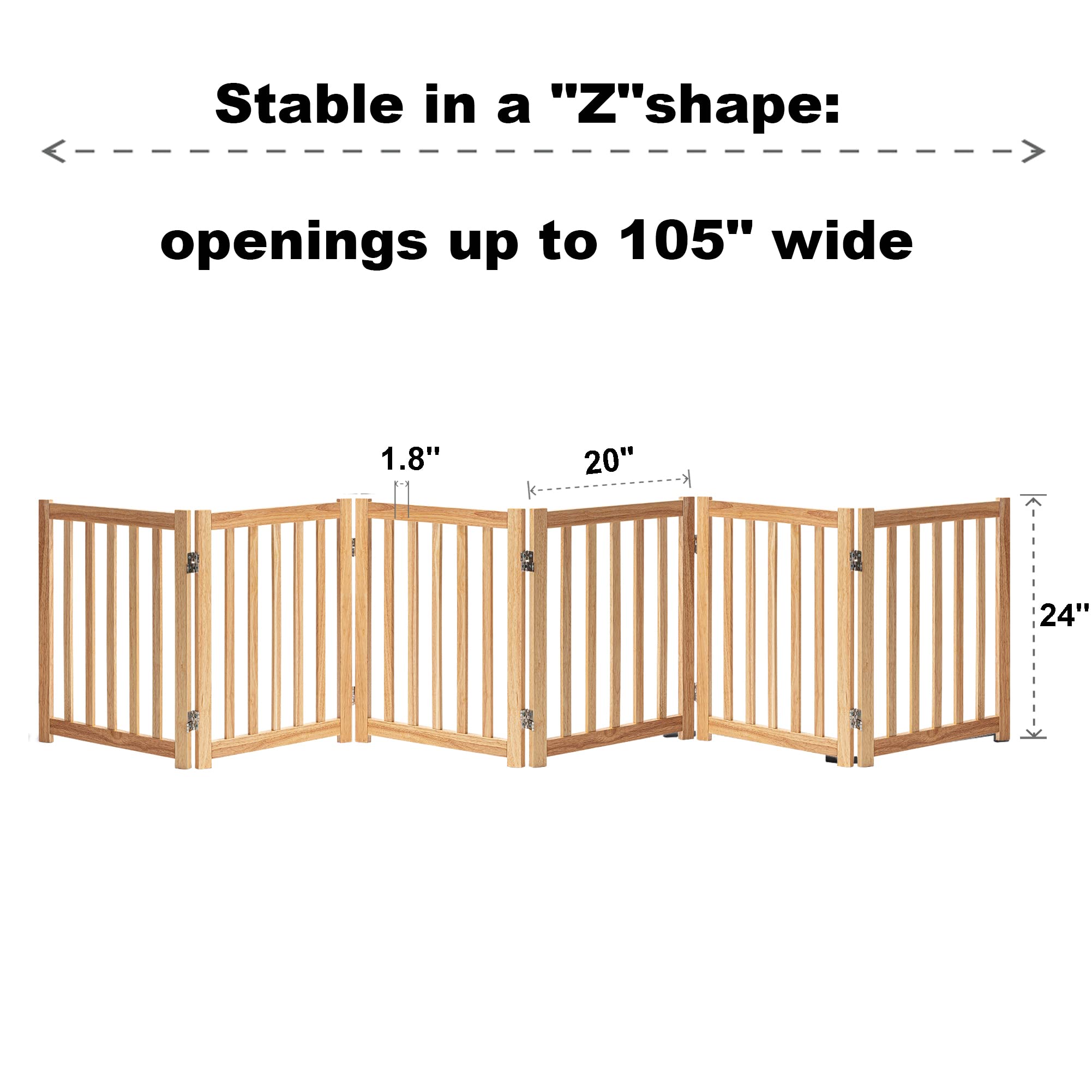 Snapklik.com : LZRS 6-Panel Extra-Wide Freestanding Wooden Dog Gate ...