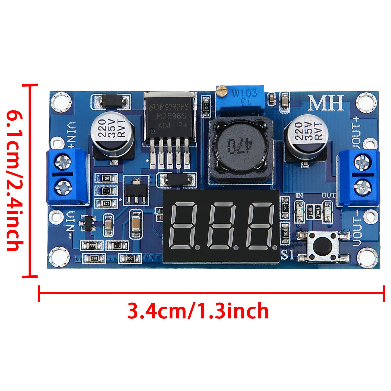 Buy Adjustable LM2596S DC-DC Buck Converter Reduced Voltage Regulator ...