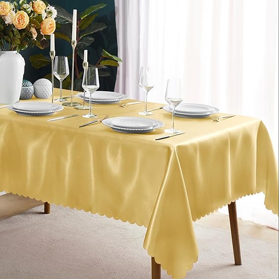 Amazon.com: KKJIAF 1 Pack Gold Satin Tablecloth 58" x 102" Rectangle ...