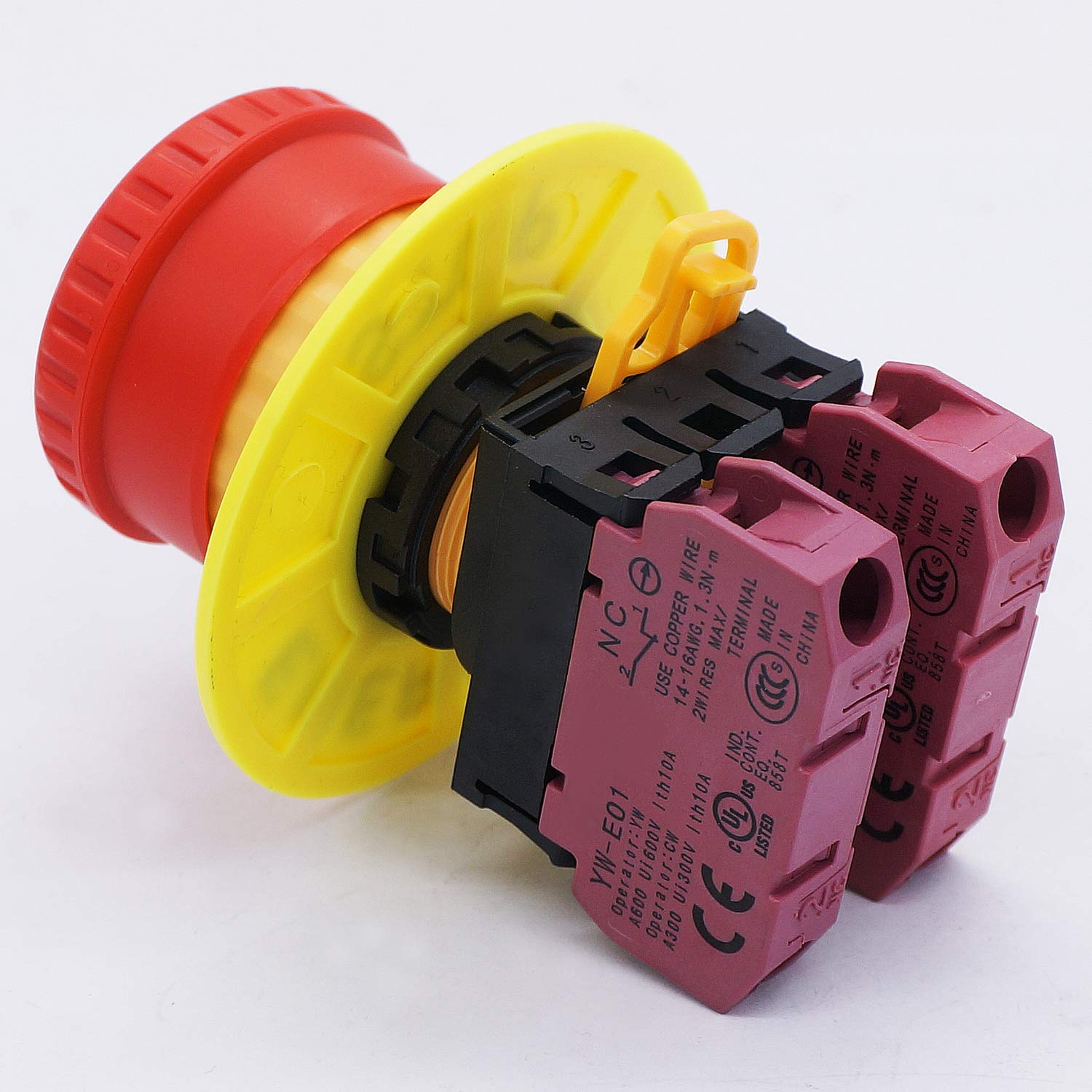 Snapklik.com : 22mm 2 NC Red Mushroom Latching Emergency Stop Push ...
