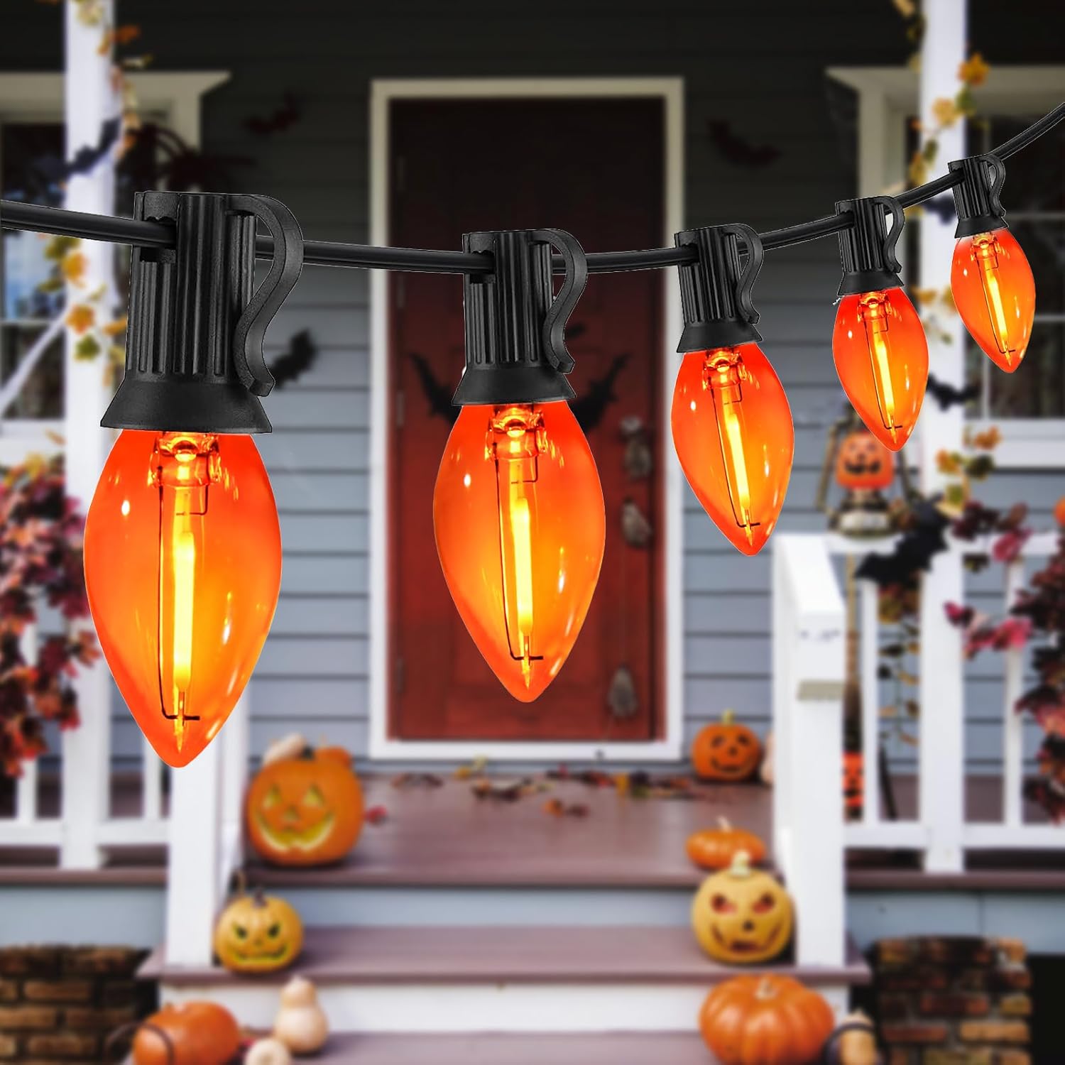 Amazon.com: CHYParty C7 Orange Halloween Lights 10FT, LED Outdoor ...