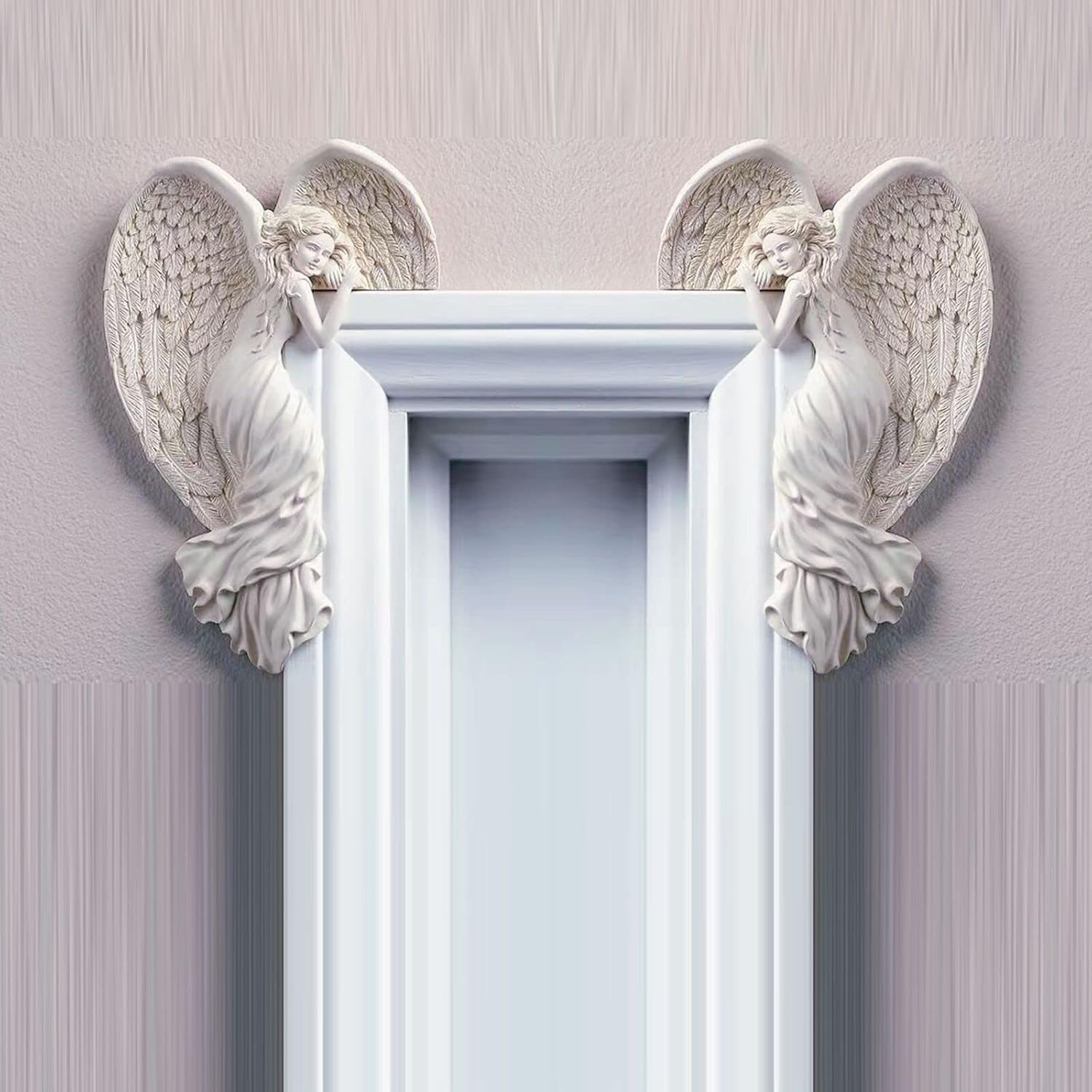 Angel Door Frame Wall Sculpture - Vintage Shabby Chic Wings Ornament ...