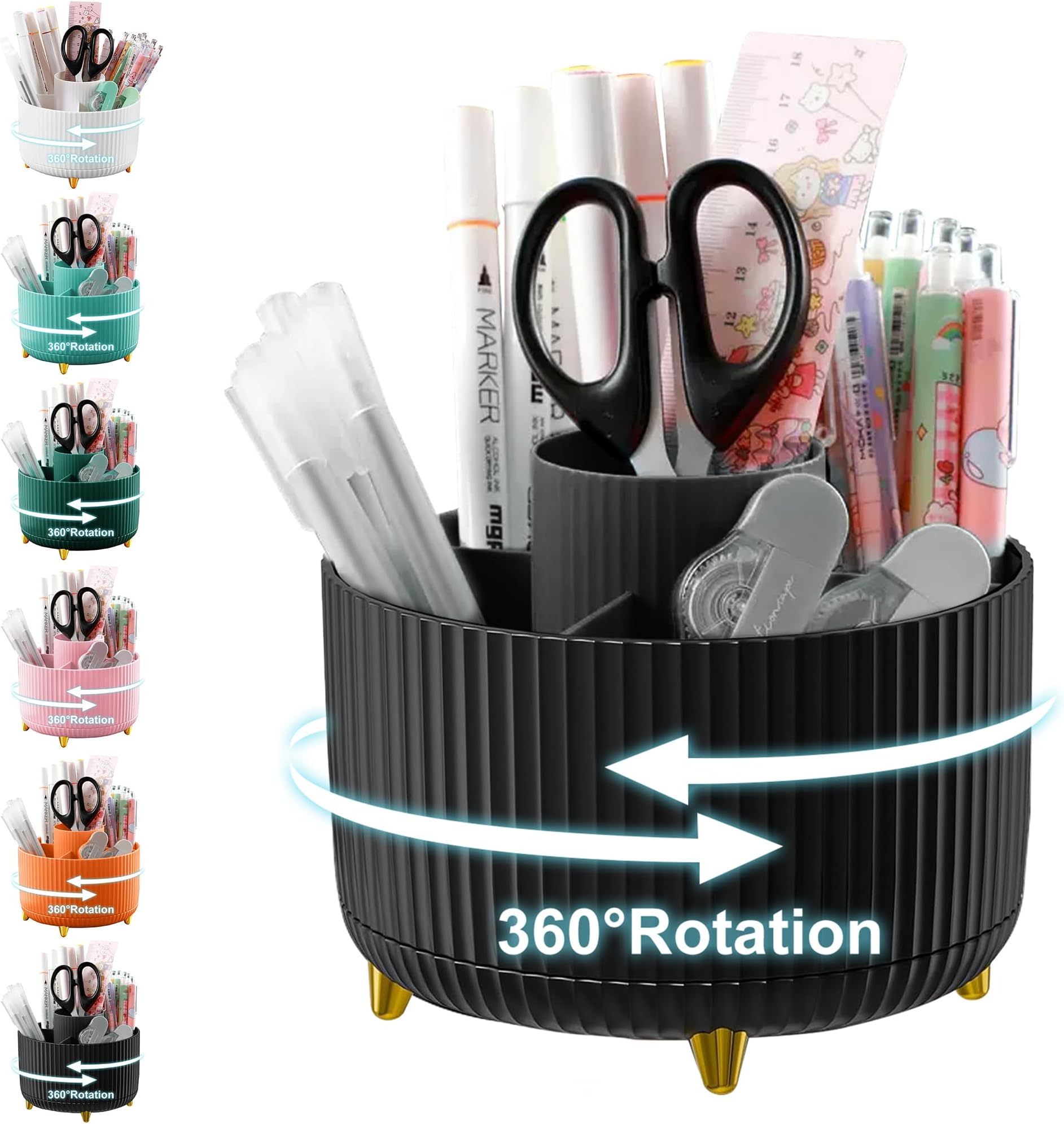 Amazon.com : Marbrasse Desk Organizer, 360-Degree Rotating Pen Pencil ...