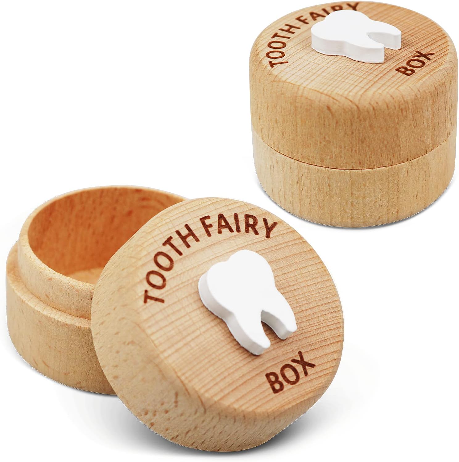 Amazon.com: Zamwix Wooden Tooth Fairy Box - 2 PCS Cute 3D Carved ...