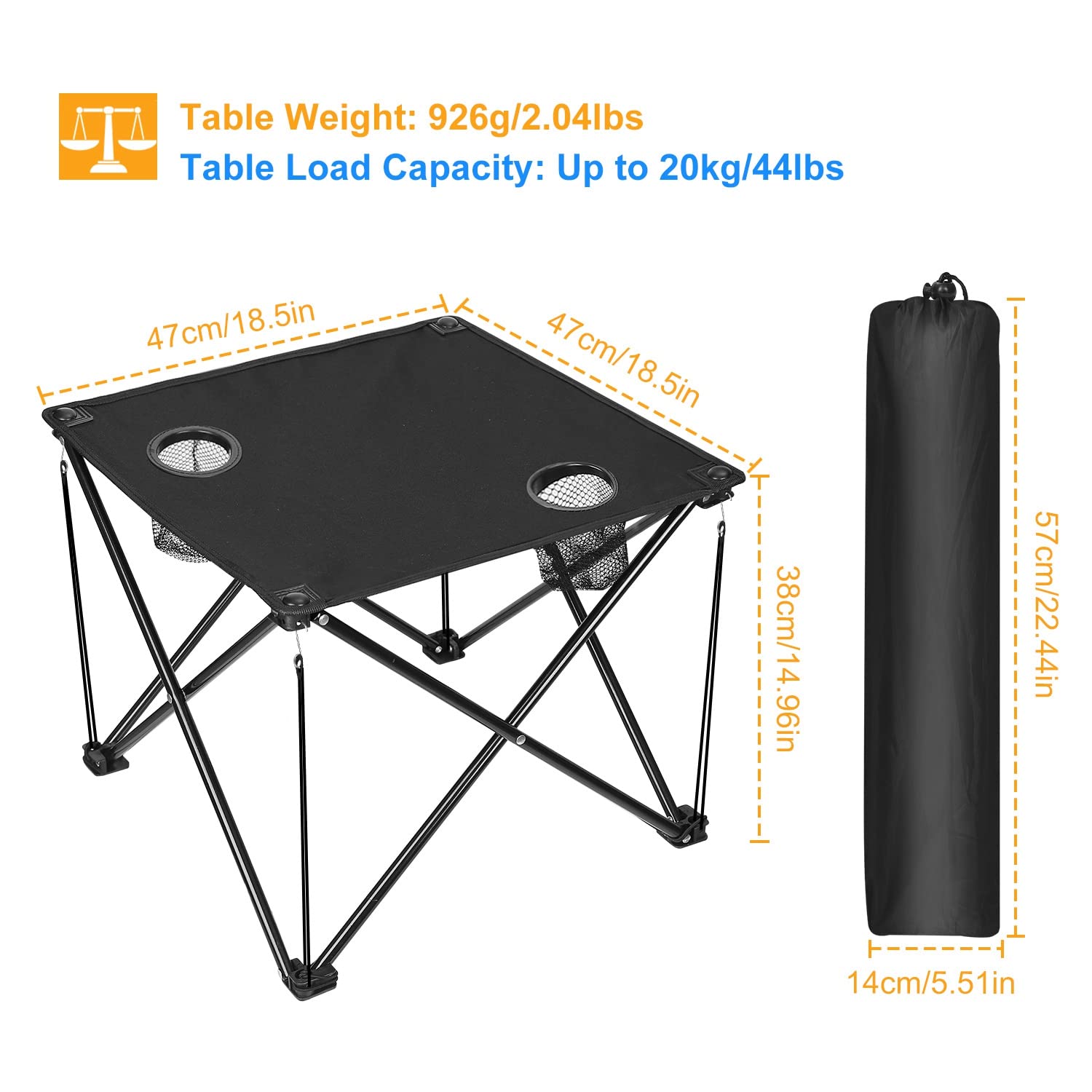 Snapklik.com : Folding Camping Side Table,Portable Camping Table W/2 ...