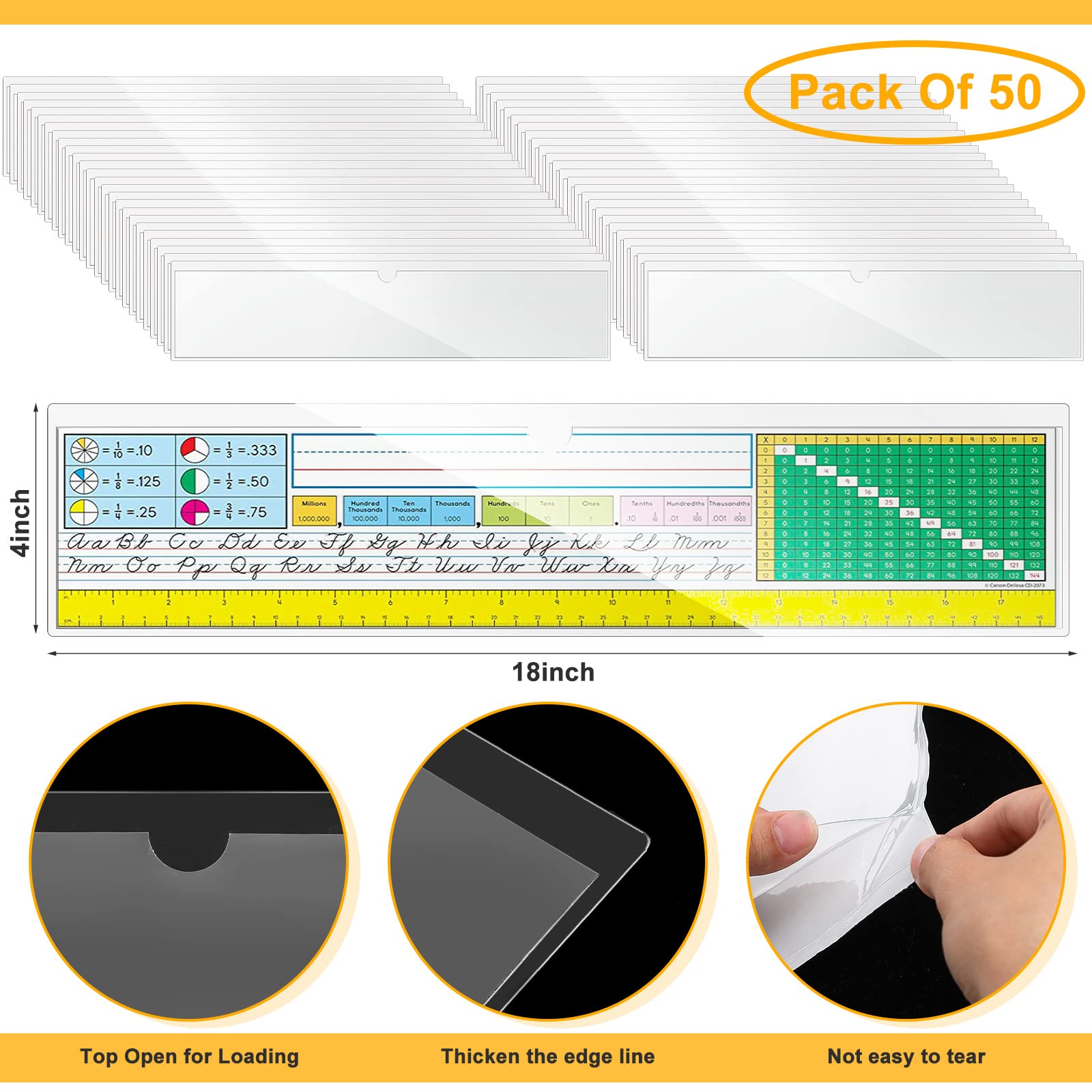 50 Pieces Self Adhesive Business Card Pockets with Top Open for Loading ...