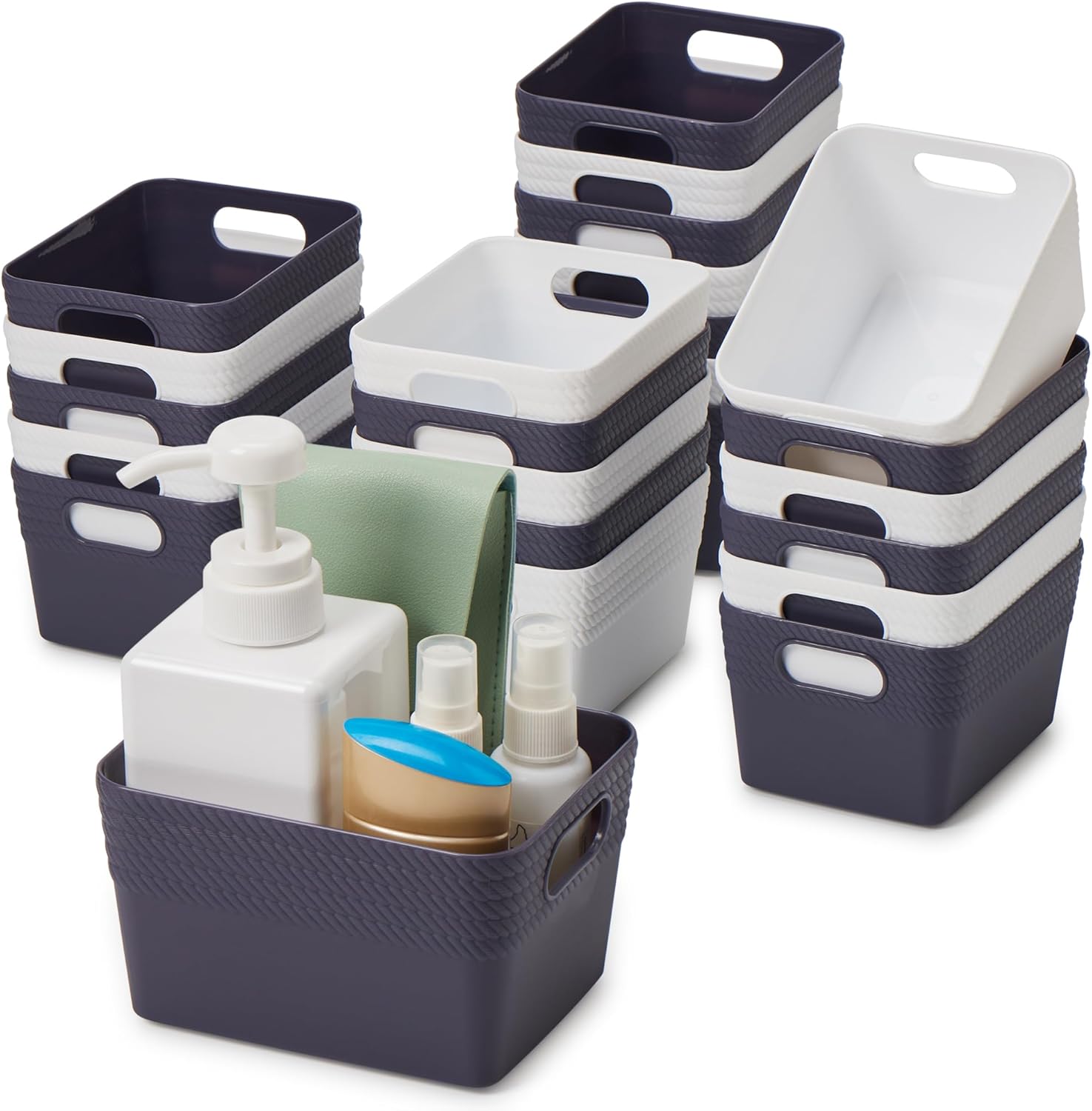 Amazon.com: EZOWare Small Plastic Storage Baskets with Handles, Set of ...