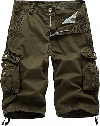 Amazon.com: Leward Pantalones cortos cargo de sarga de algodón para ...
