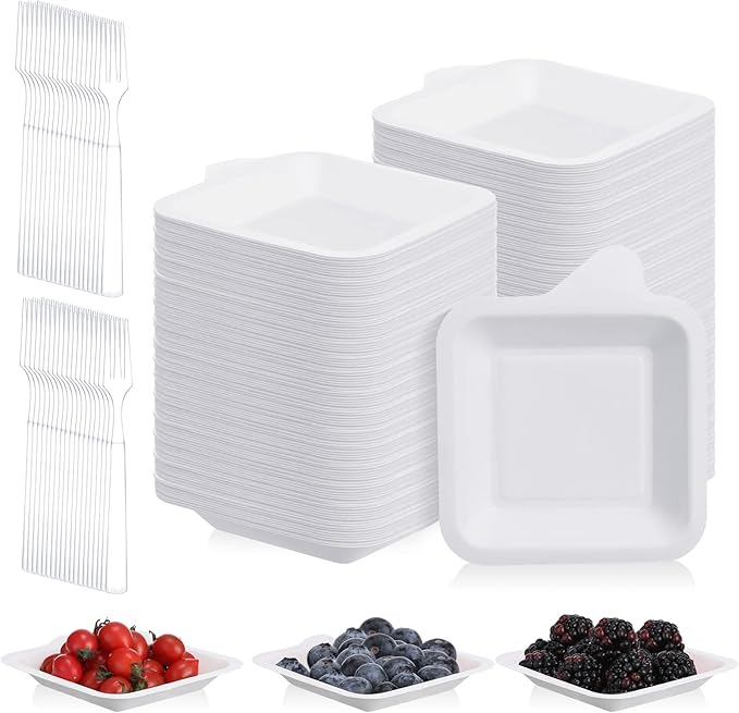 Amazon.com: Peryiter 100 Pcs 4 Inch Square Paper Dessert Plates with ...
