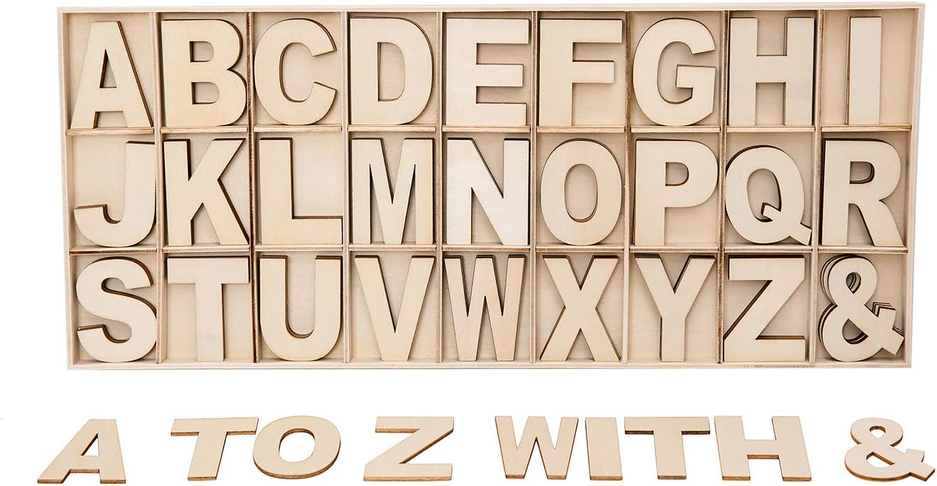 Amazon.com: 205 Pieces 2 Inch Wooden Letters Wood Alphabets for Crafts ...