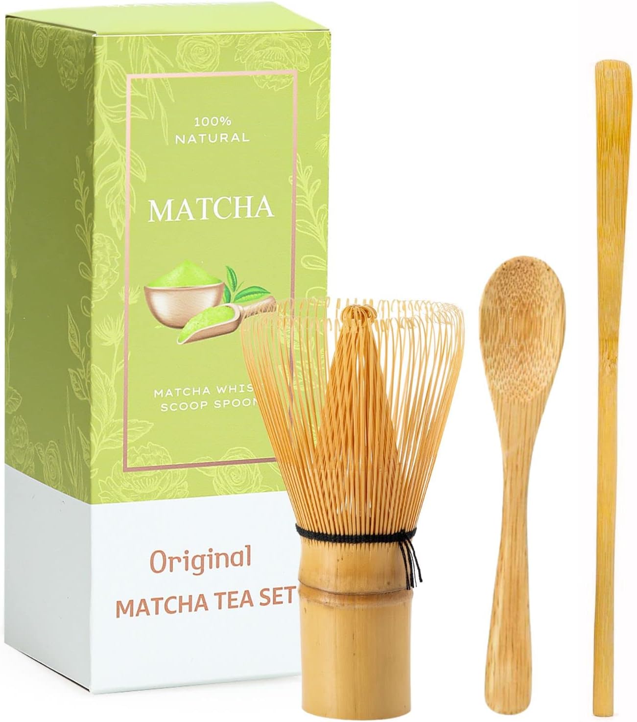 Keepaty Matcha Whisk Set of 3-100 Prong Matcha Whisk,Traditional Scoop ...