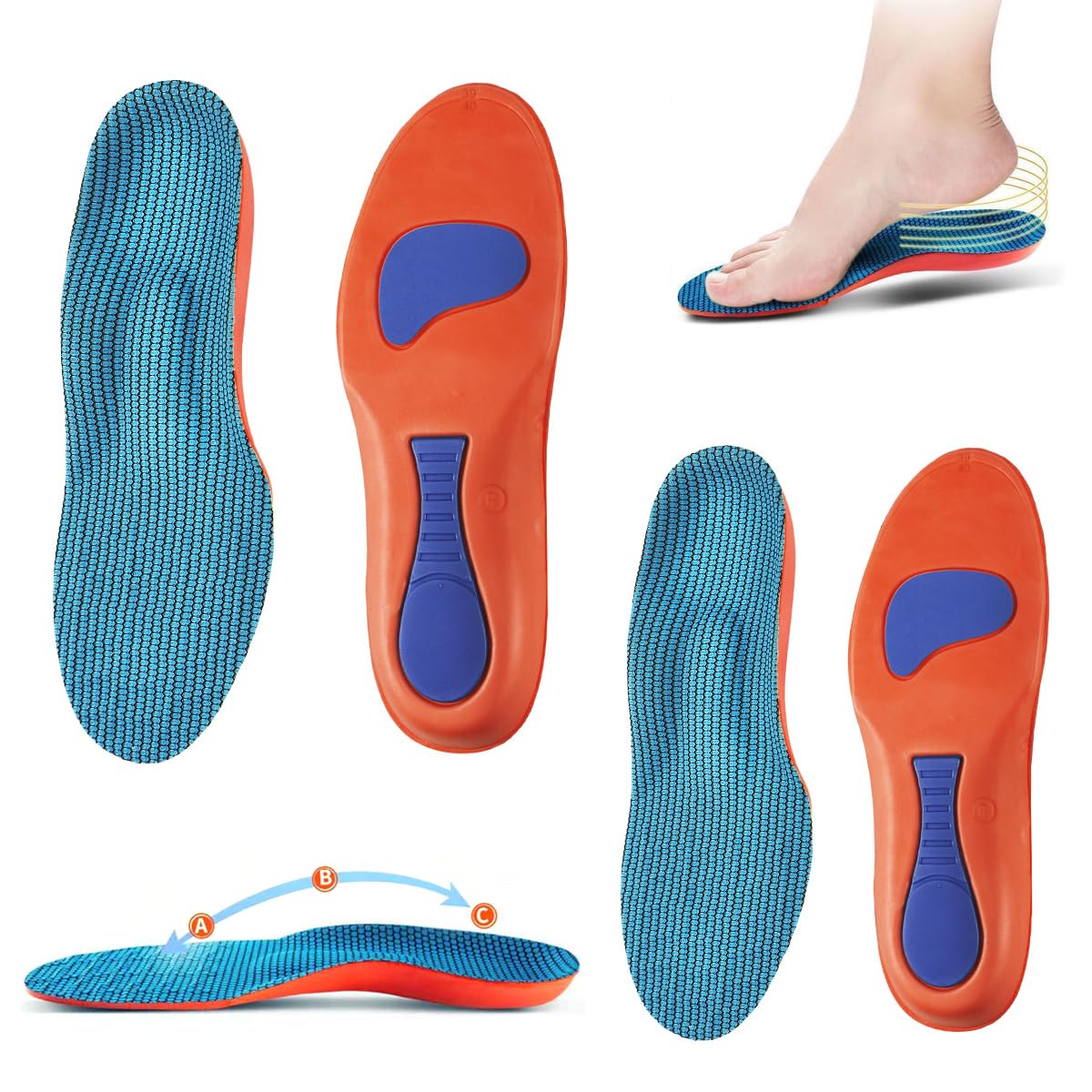 2 Pair for Norelie Comfy Sole Insoles Orthopedic Insoles 39-40 Kit, for ...