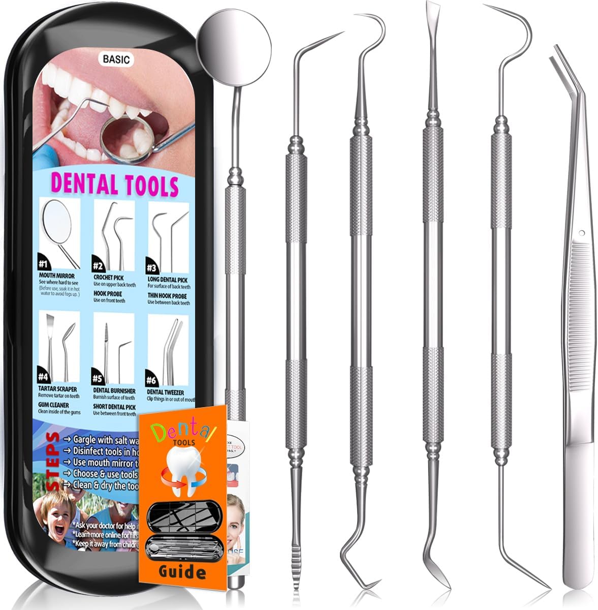 Amazon.com: Dental Tools Plaque Remover Teeth Cleaning Tool﻿s Kit 6 Pcs ...