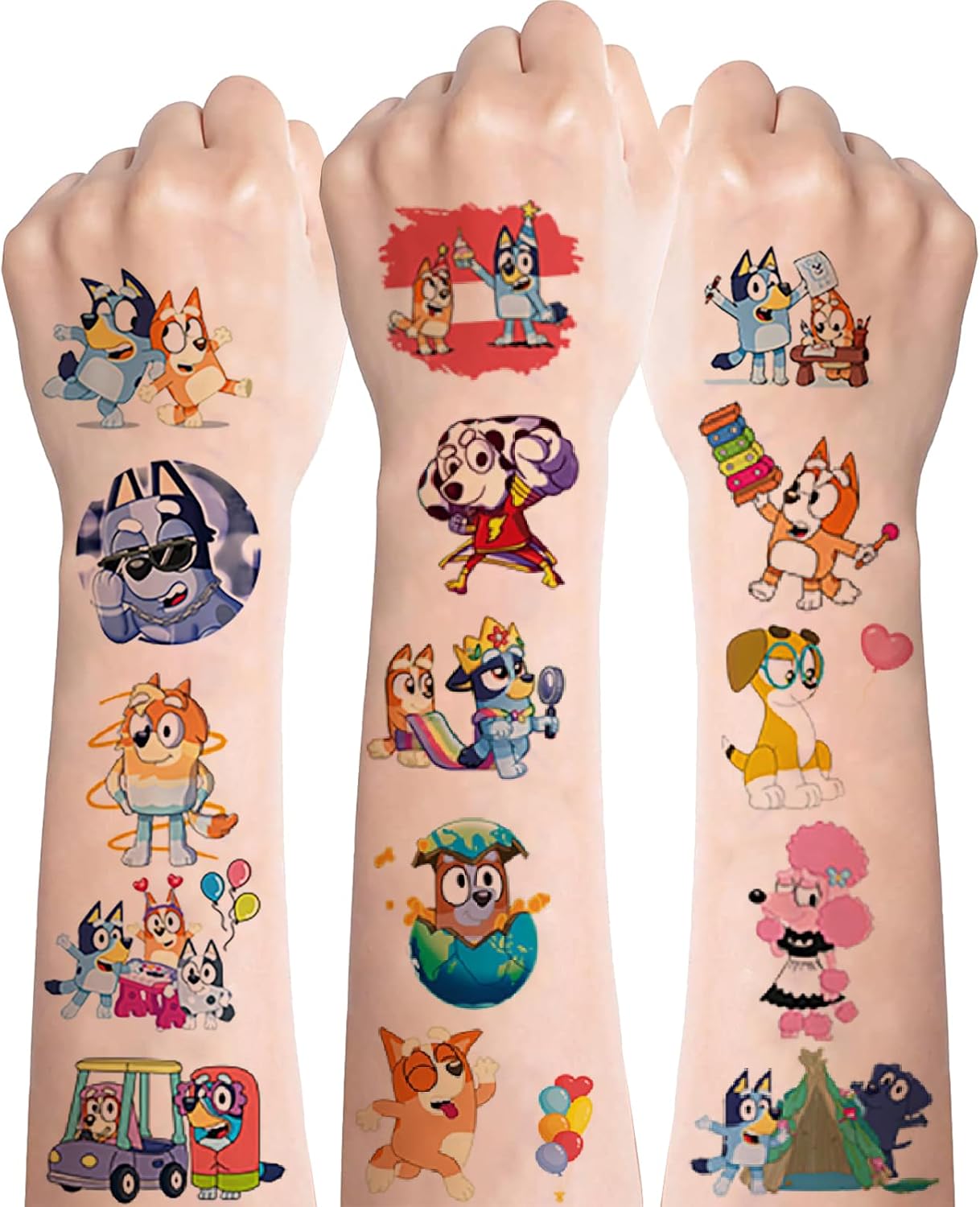 Tattoo for Kids, 8 Sheets Bluey Temporary Tattoos Stickers,Birthday ...