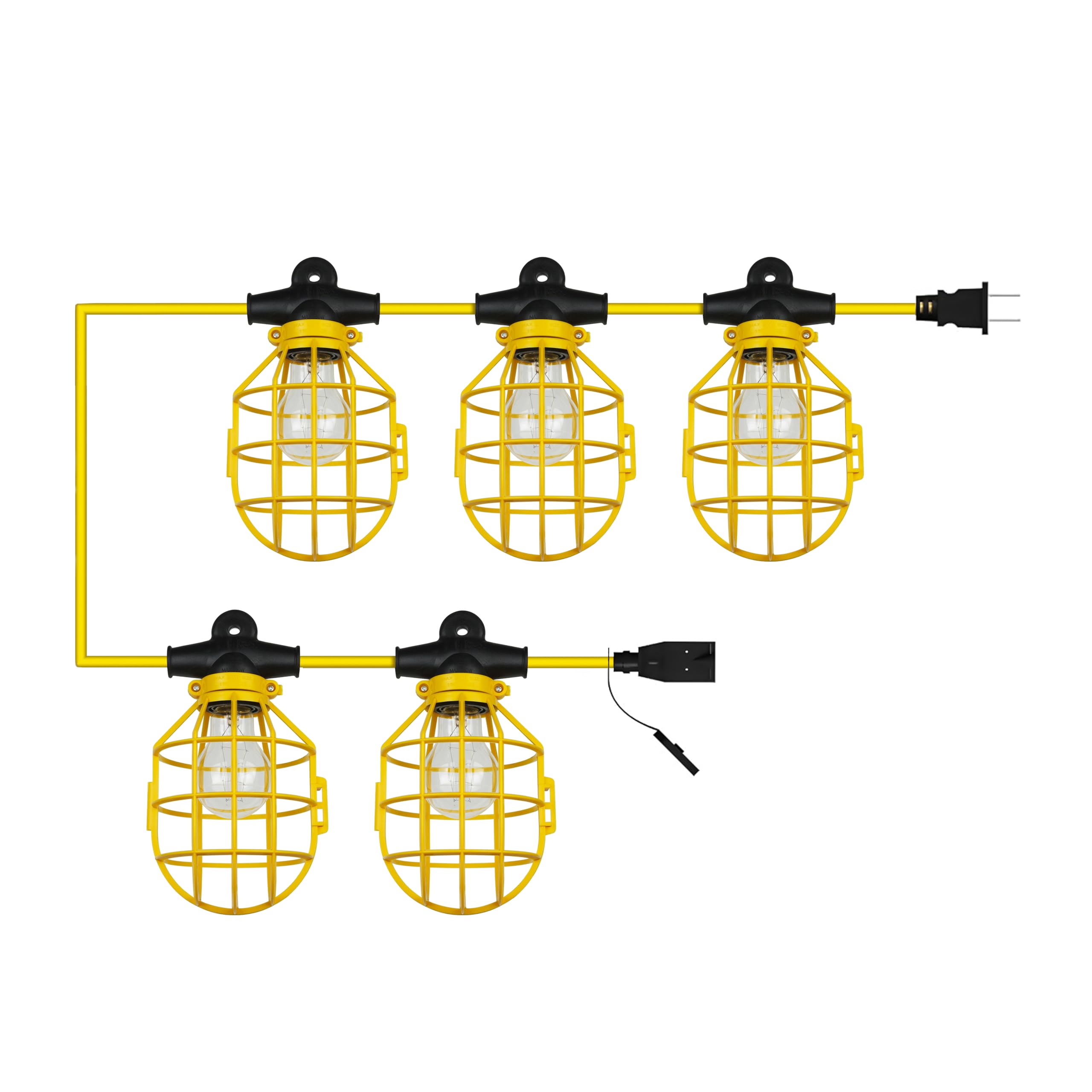 Sunlite Construction Cage String Lights, 50ft, 5 Medium Base Sockets ...