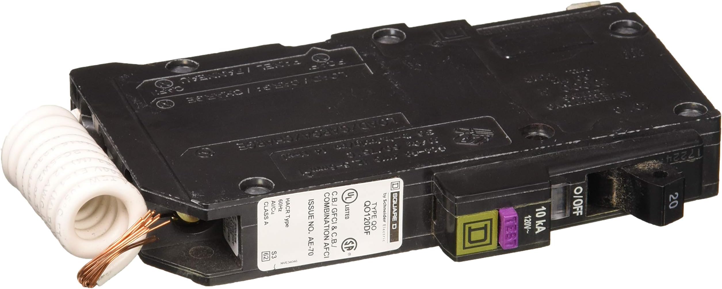 SCHNEIDER ELECTRIC Miniature Circuit Breaker 120V 20A QO120DF Switch ...