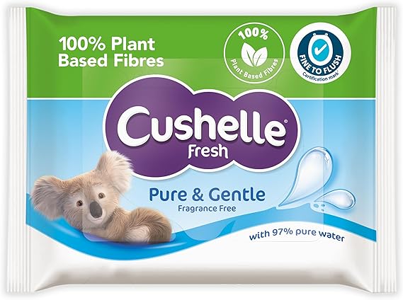 Cushelle Fresh Pure 12x42 Flushable Moist Toilet Tissue Wipes : Amazon ...