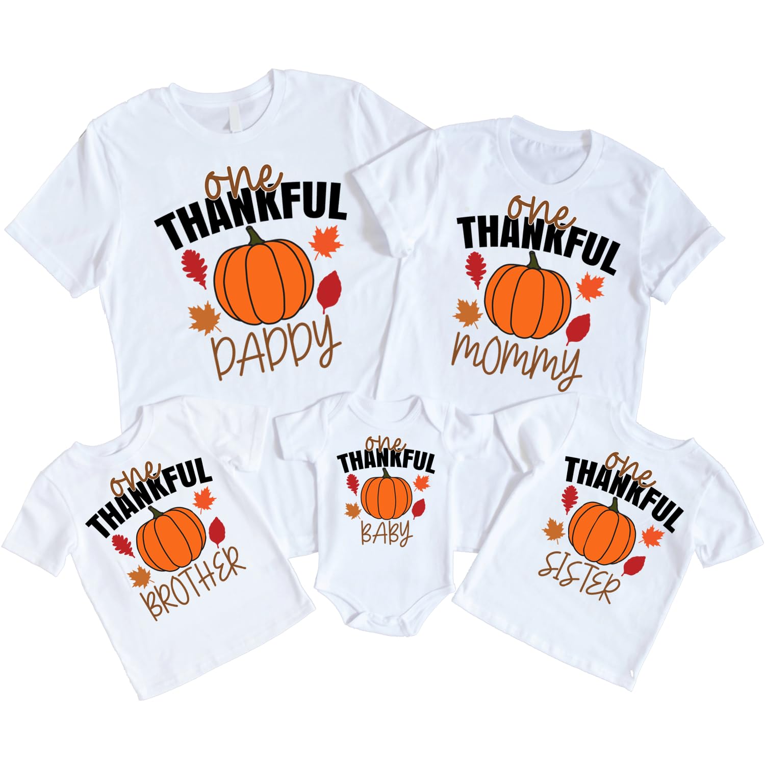 One Thankful Family T-Shirt, Matching Family Thanksgiving Shirt ...