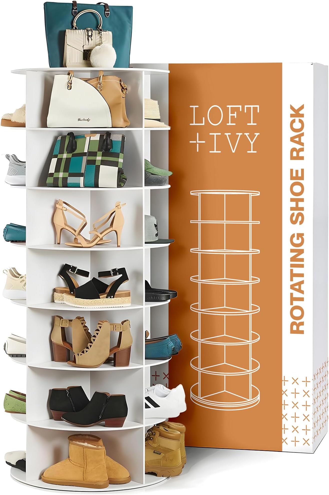 Amazon.com: Nisorpa 5-Tier Rotating Shoe Rack, Wood Shoe Organizer for ...