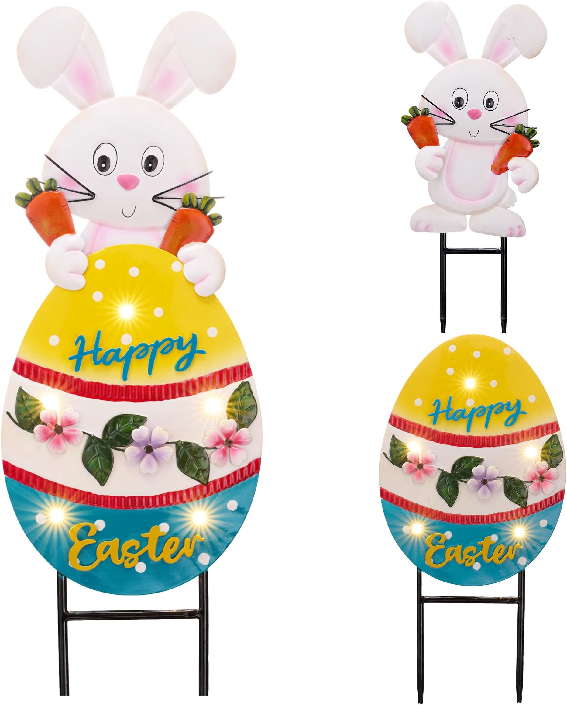 Amazon.com: TERESA'S COLLECTIONS Easter Decorations Bunny with Solar ...
