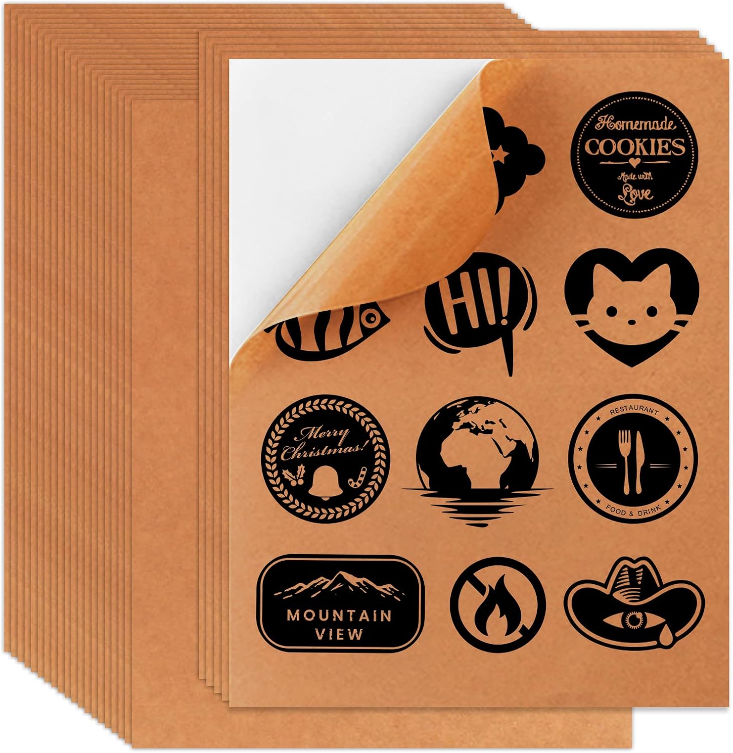 Amazon.com : JinyaPack 25 Sheets Kraft Sticker Paper Labels for Laser ...