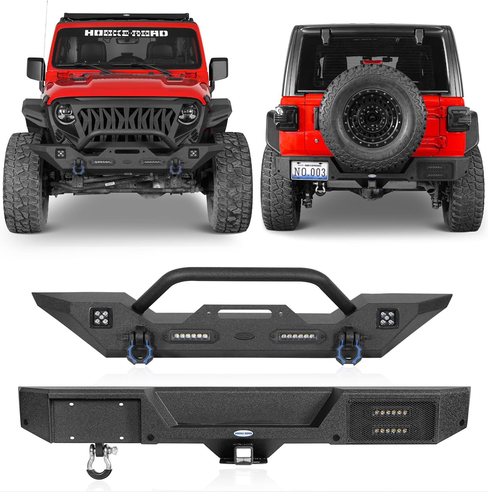 Amazon.com: LONGSUN Front & Rear Bumper Set for 2019-2024 Jeep Wrangler ...