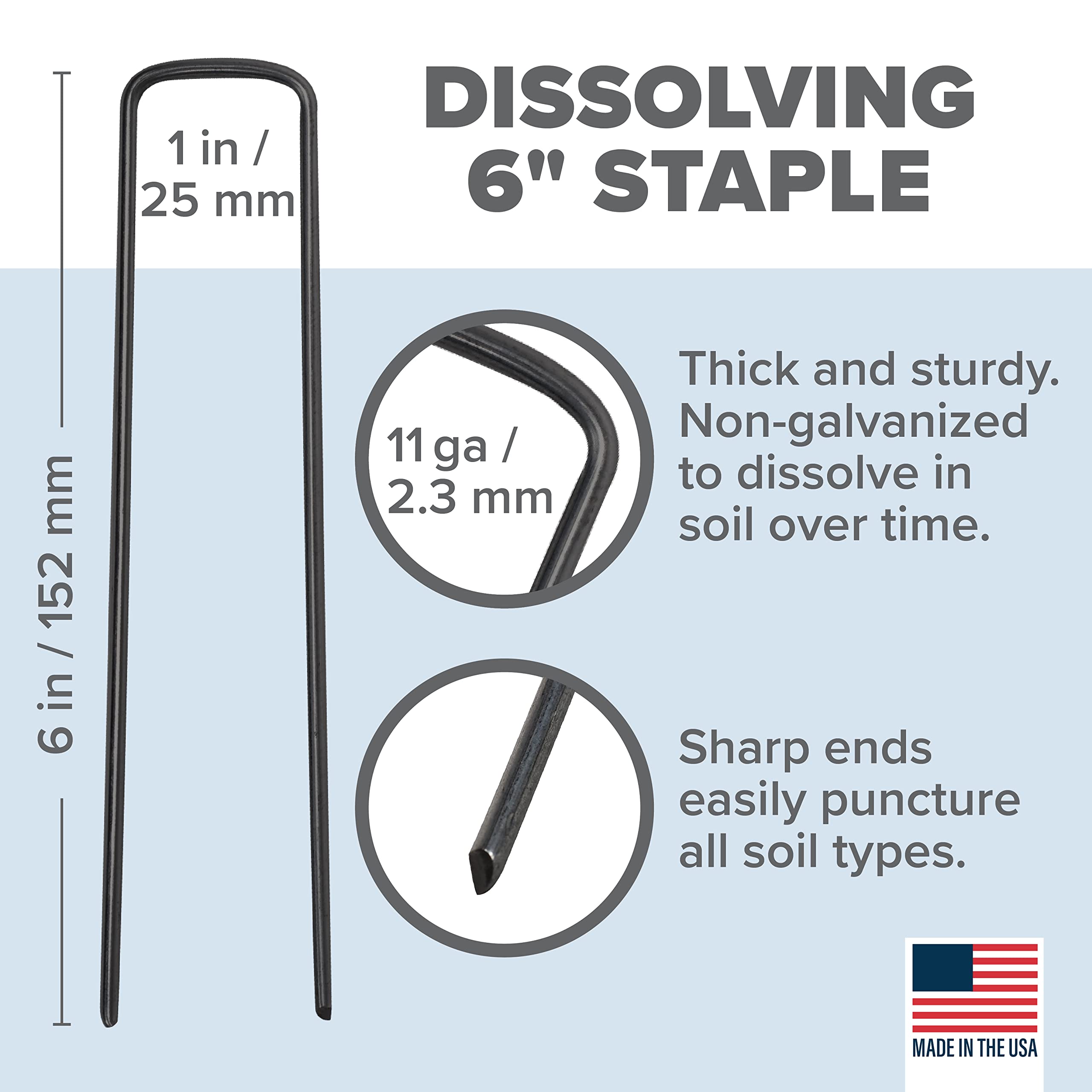 Snapklik.com : USA Made 200 Pack Dissolving Garden Landscape Staples Weed Barrier Fabric Stakes ...