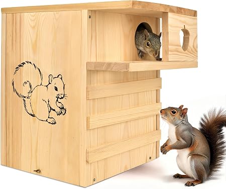 Amazon.com: Large Squirrel House for Outside, Premium Pine Wood ...