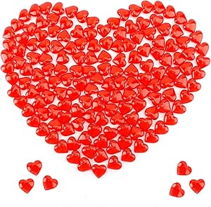 Amazon.com: Evechole Red Acrylic Heart 100Pcs Hearts Shaped Gems 0 ...
