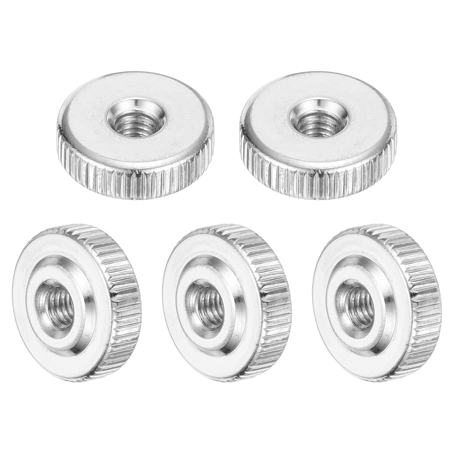 uxcell 5Pcs M3 Knurled Thumb Nuts, Carbon Steel Round Knurled Flat Head ...