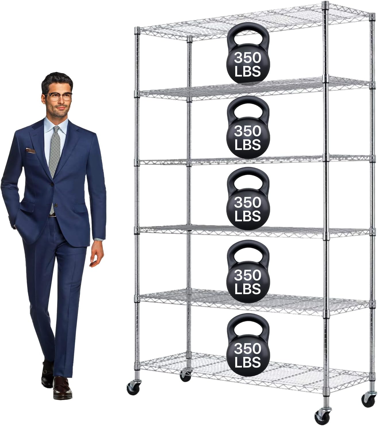 Amazon.com: 6 Tier Wire Shelving Unit Metal Storage Shelves w/Wheels ...