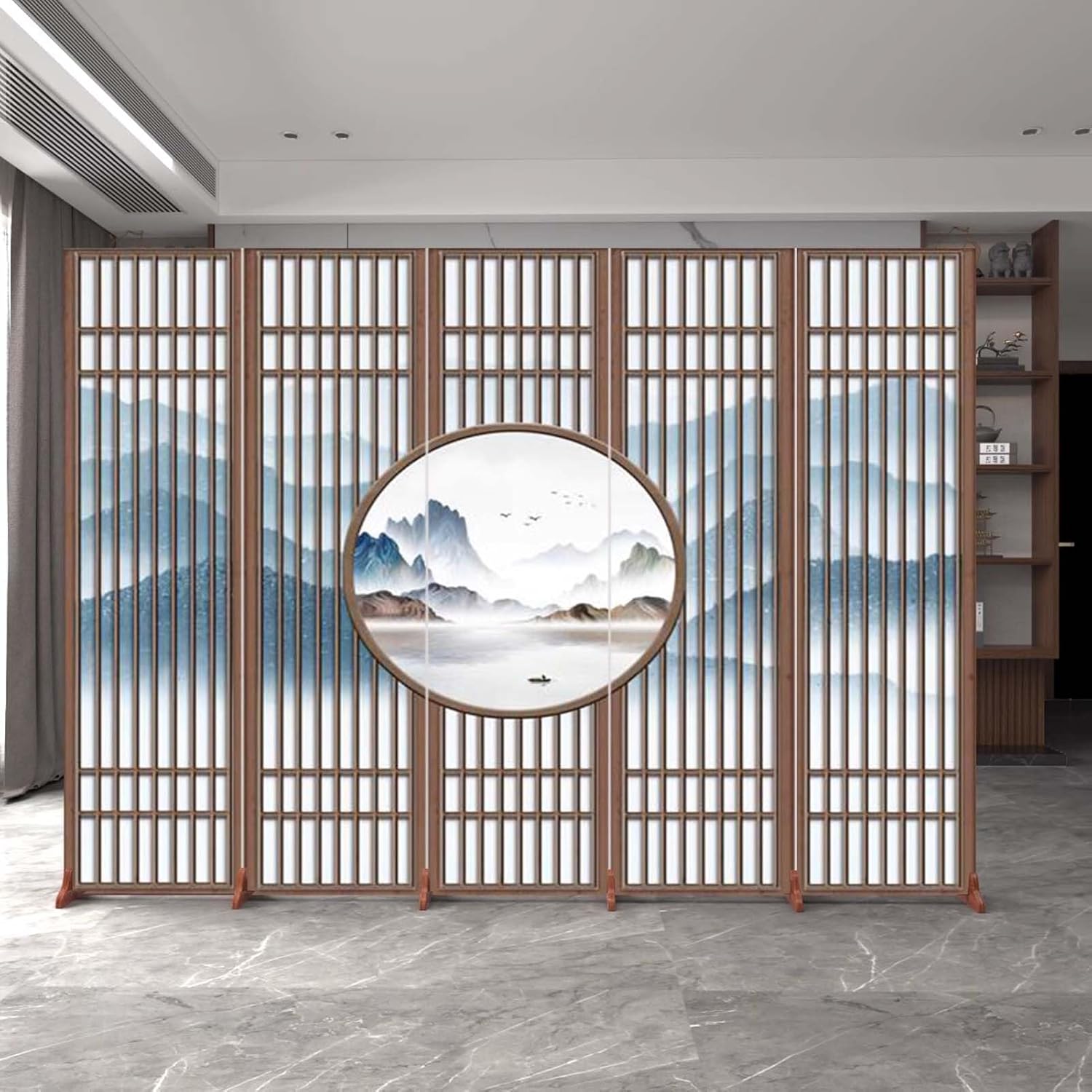 Amazon.com - Room Divider 5 Panels, Wooden Wall Divider Screen ...