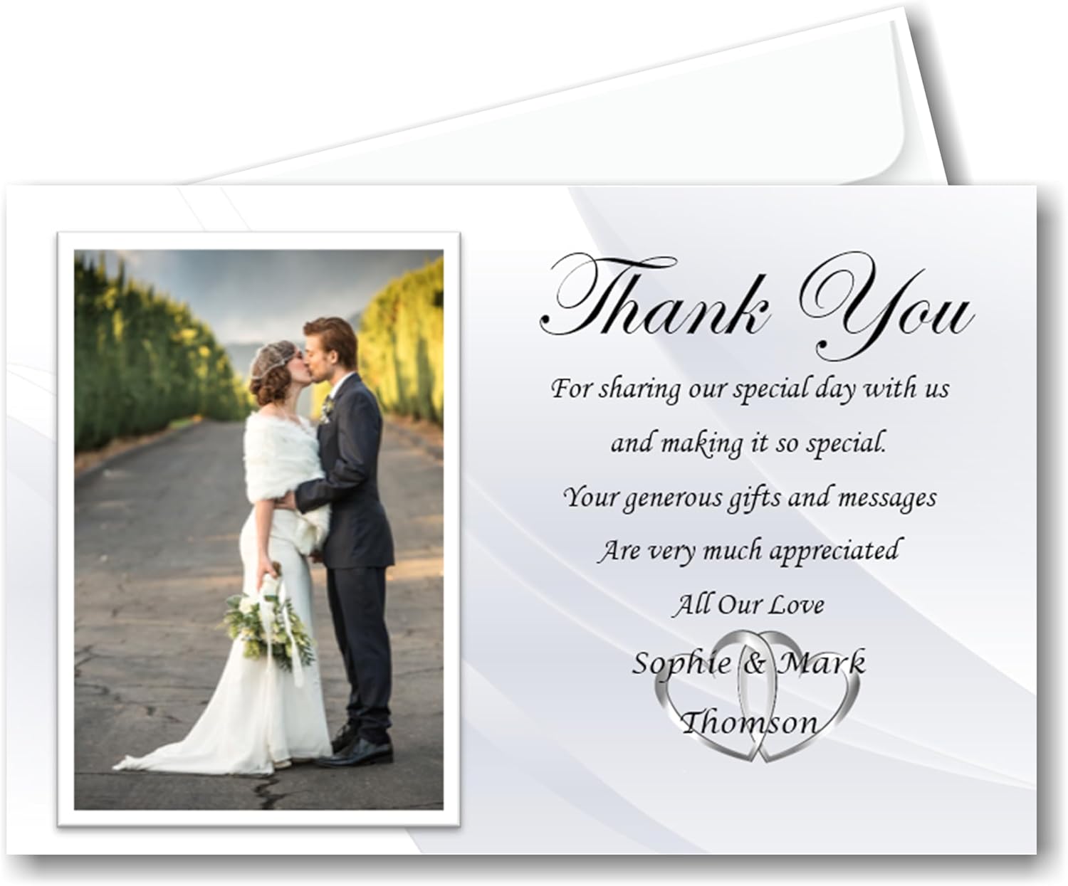 Personalised Wedding Day, Wedding Evening Thank You/Thankyou Cards ...