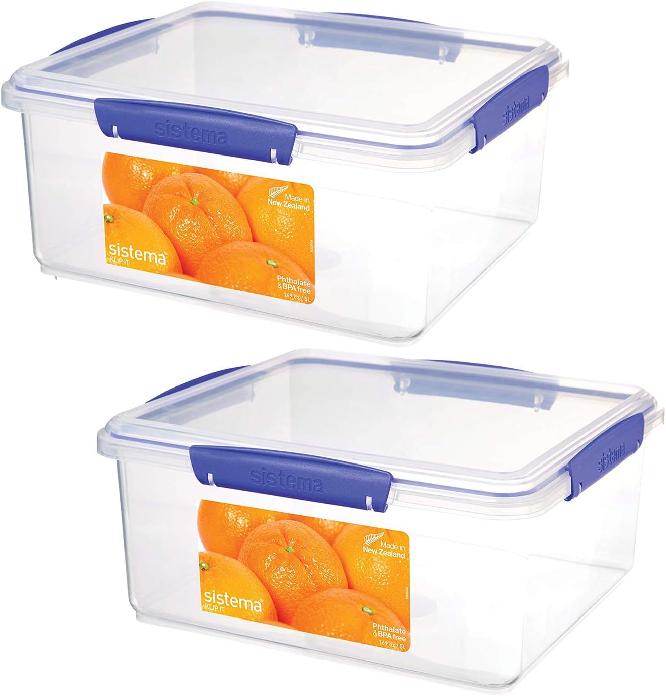 Sistema 5L 5 Litre 169oz Large Rectangle Klip It Clear Food Storage ...