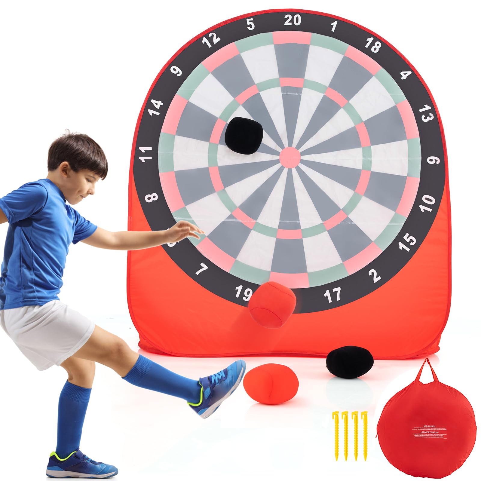 Goplus Giant Kick Darts, Large Dart Board w/ 4 Kick Balls, Carrying Bag ...