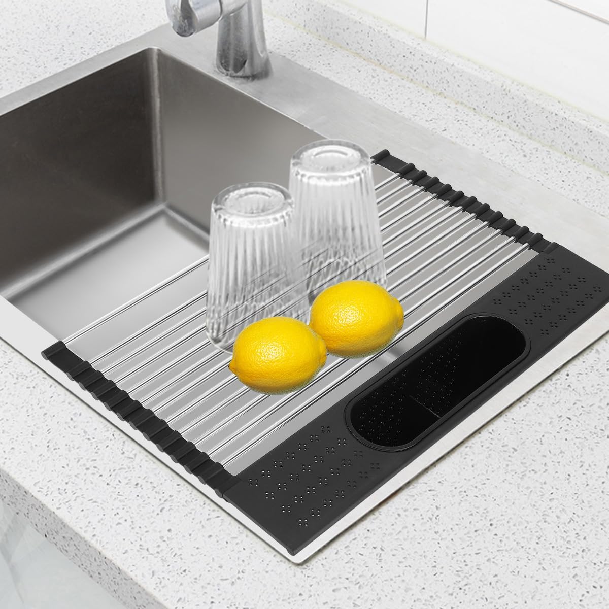 LINFELDT® Abtropfgestell Geschirr Edelstahl 43x33cm - TOP MIT ABFLUSS ...