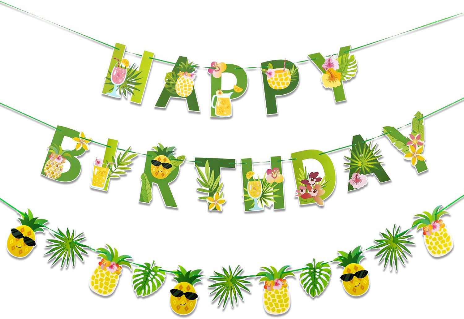 Amazon.com: SUNBEAUTY Fruit Party Decorations Happy Birthday Pineapple ...