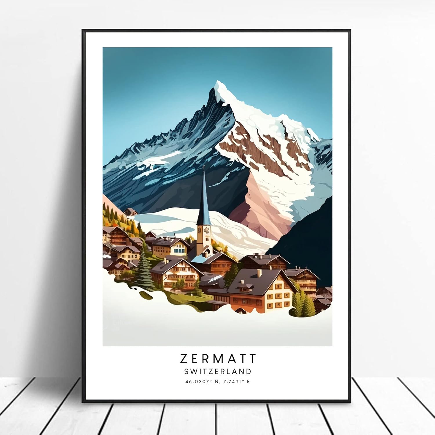Amazon.com: Zermatt Switzerland Travel Print Colourful Matterhorn ...
