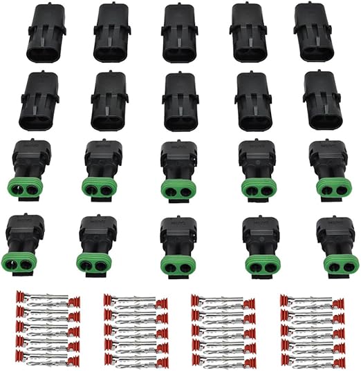 Amazon.com: MUYI 10 Kit 2 Pin Waterproof Connector for 20-14 AWG Wire ...