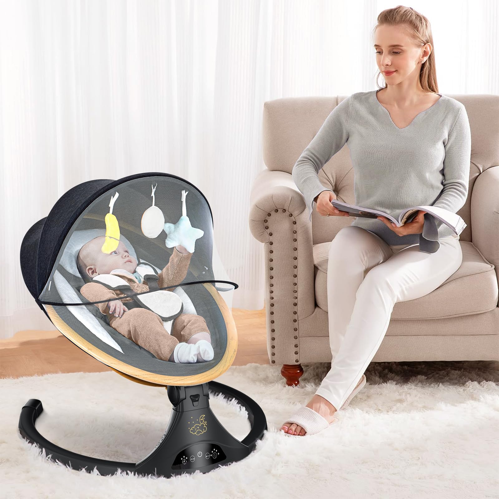 Baby Swings for Infants,Electric Baby Swing Timing Function 5 Swing ...