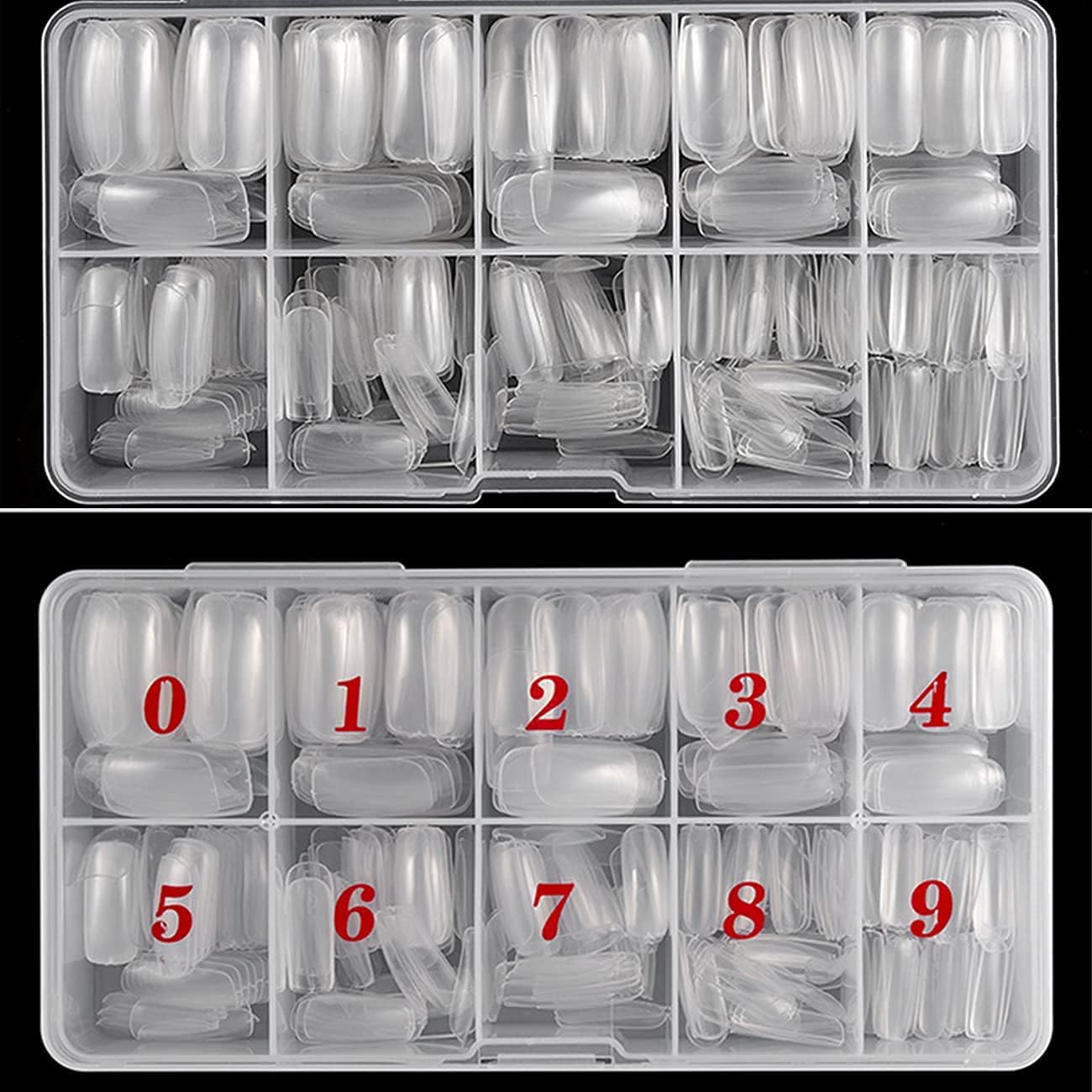 500 PCS Nail Pieces Artificial Acrylic 10 Sizes of Nail Pieces ...