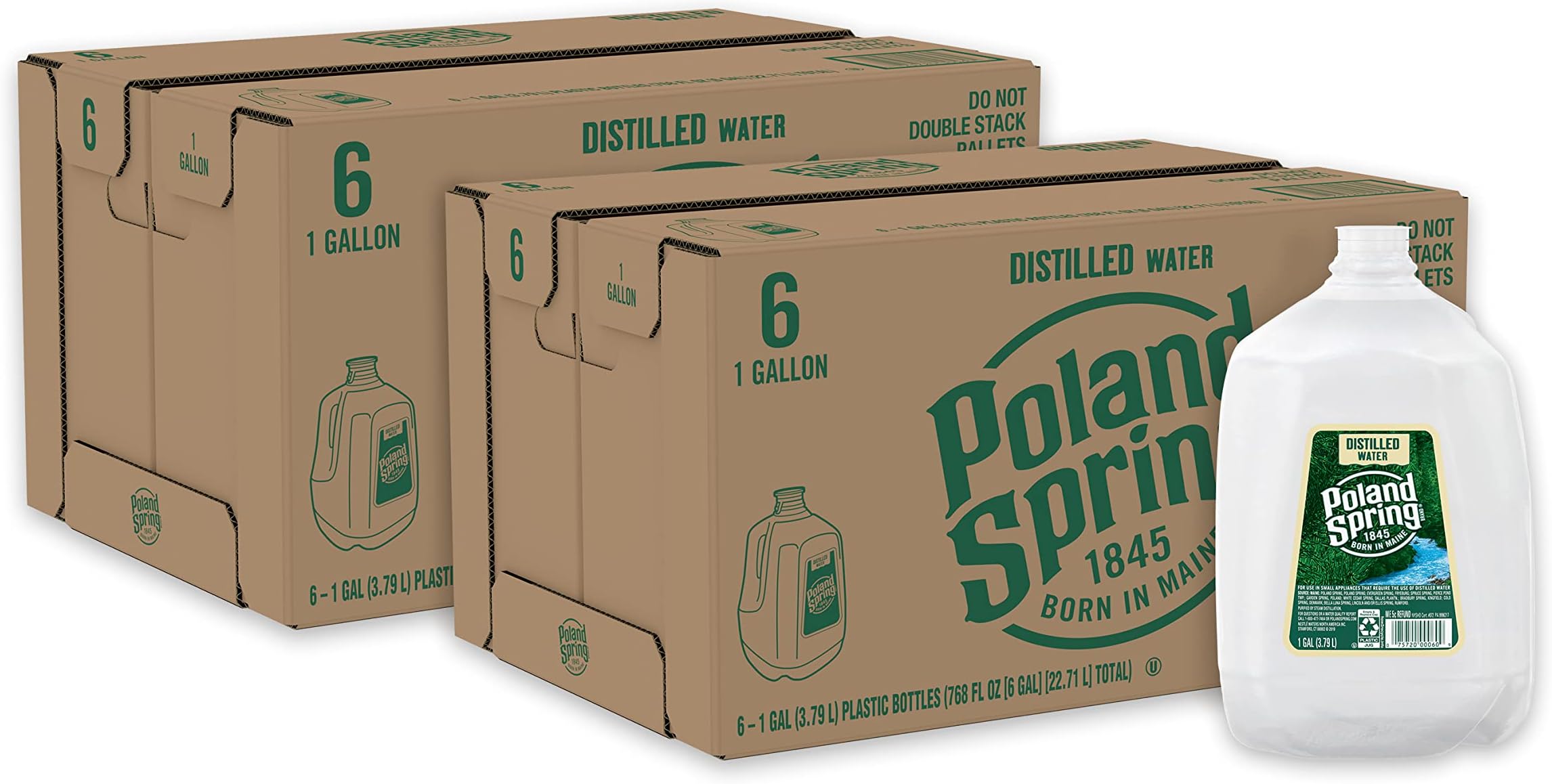 Amazon.com: 1 CASE - 1 gallon Poland Spring Distilled Water, 6per case ...