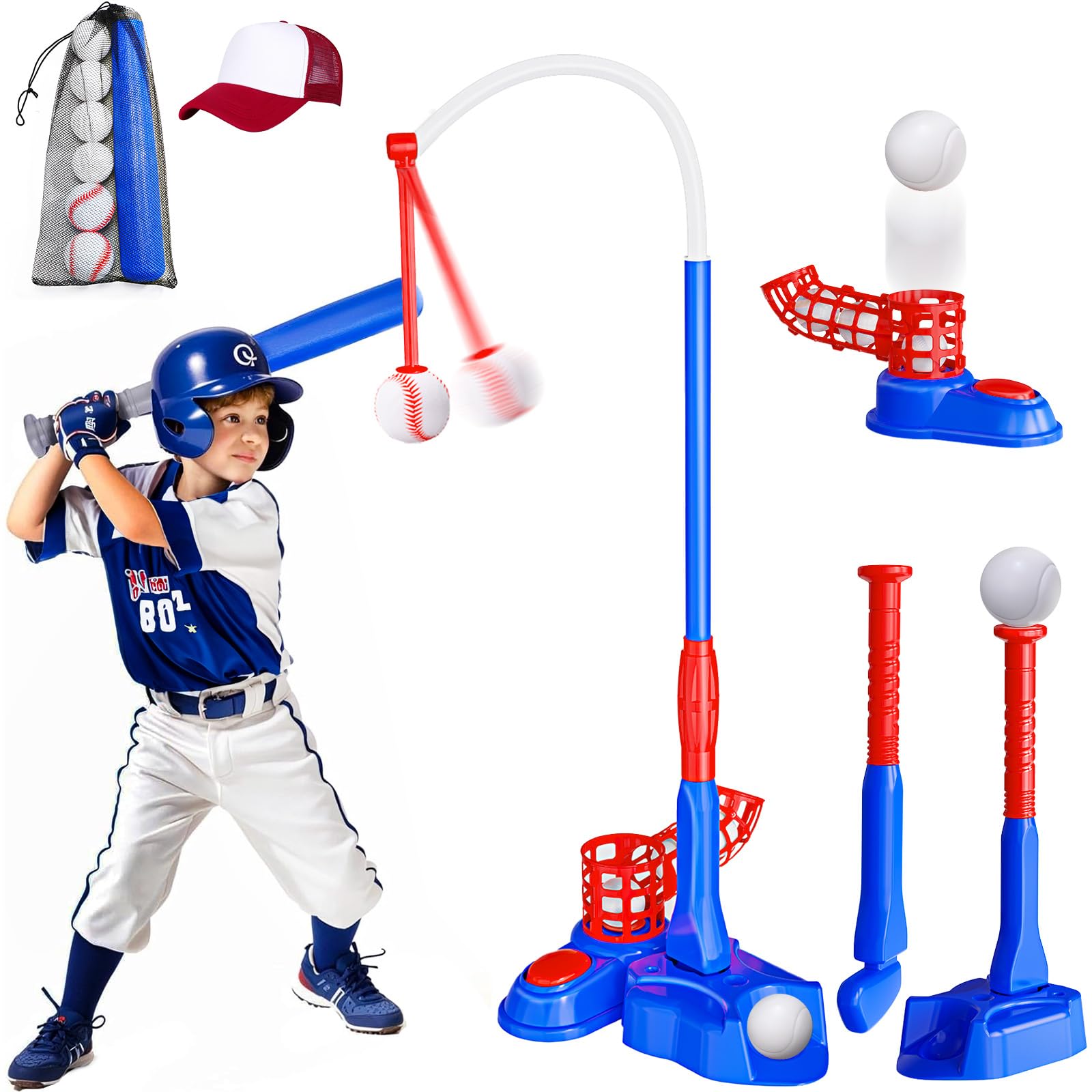 Snapklik.com : EagleStone 4-in-1 T Ball Set For Kids 3-5/5-8, Tee Stand ...