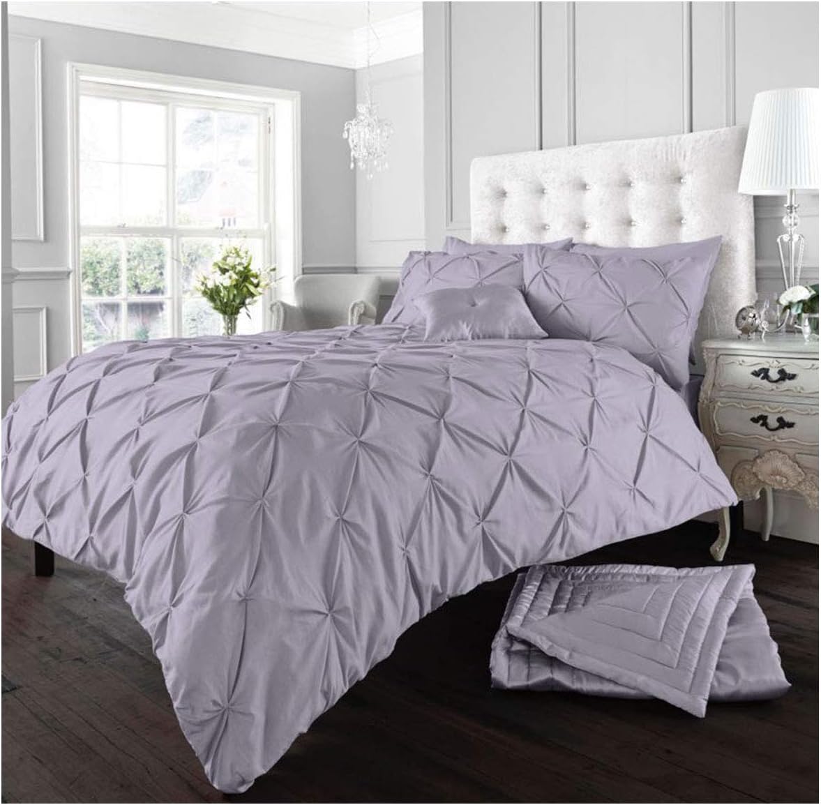 GC GAVENO CAVAILIA Pleated Duvet Cover Sets, Pintuck Bedding Sets King ...