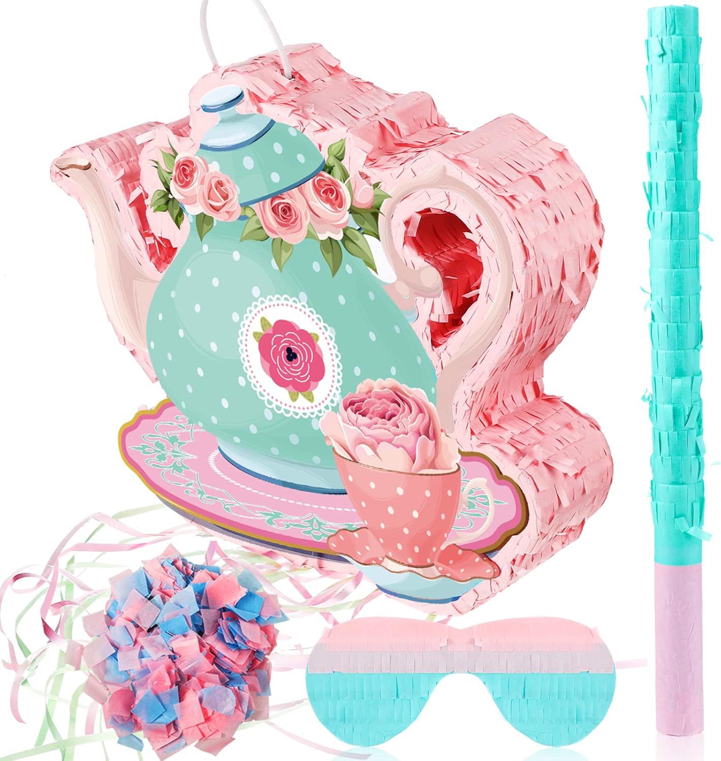 Amazon.com: Sabary Flamingo Parrot Teapot Piata with Blindfold Stick ...