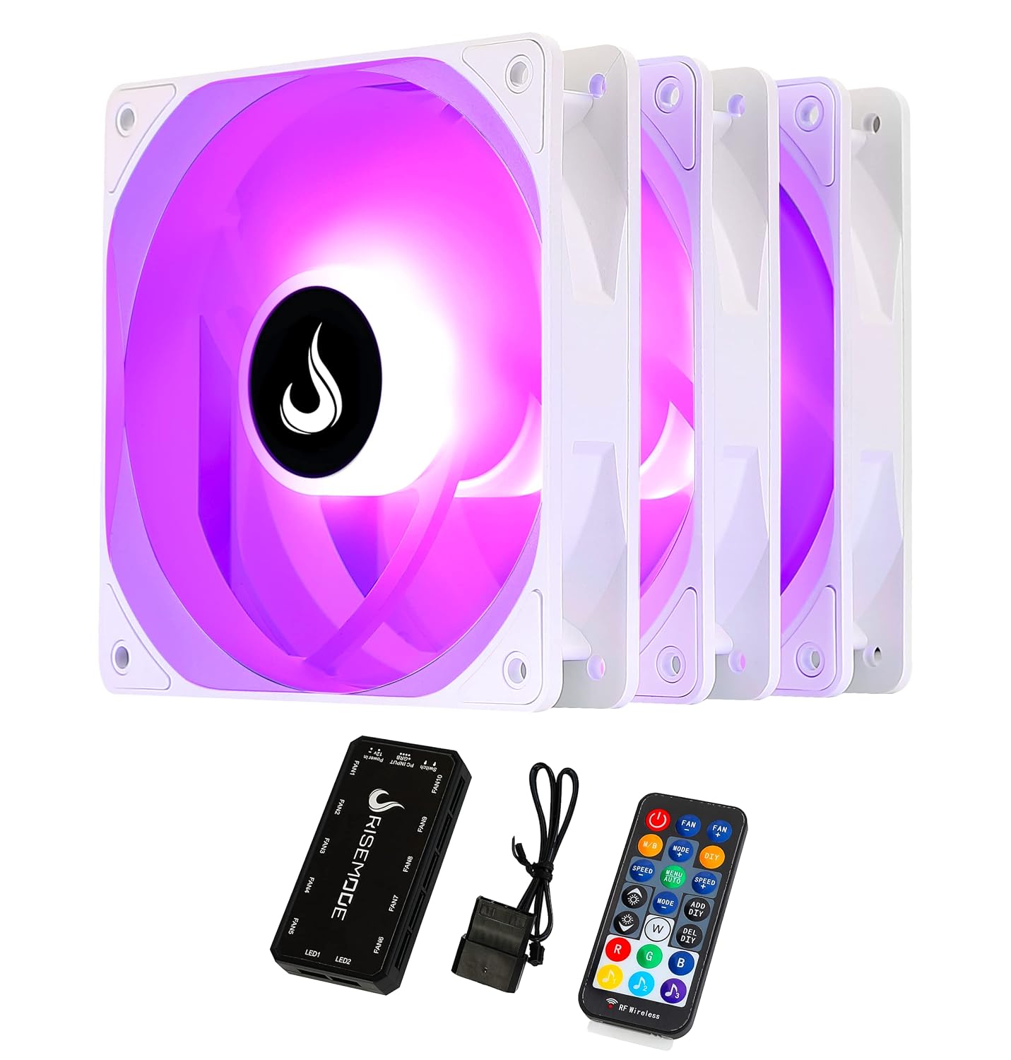 Amazon.com: 3X Kit Computer Case Cooler Fan - Rise Mode - 3x120mm - RGB ...