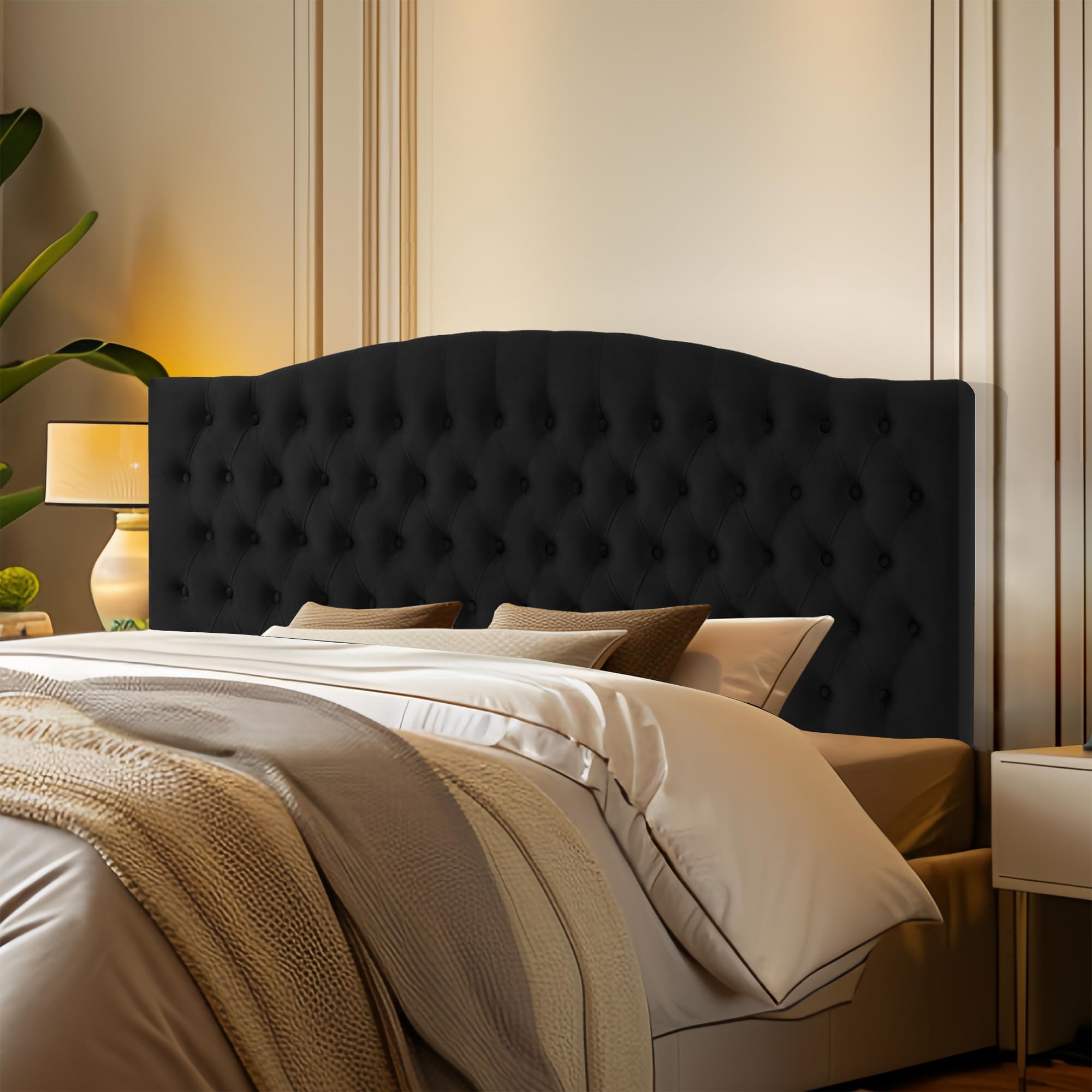 King Size Velvet Headboard Furpopup Velvet Upholstered Headboard King ...