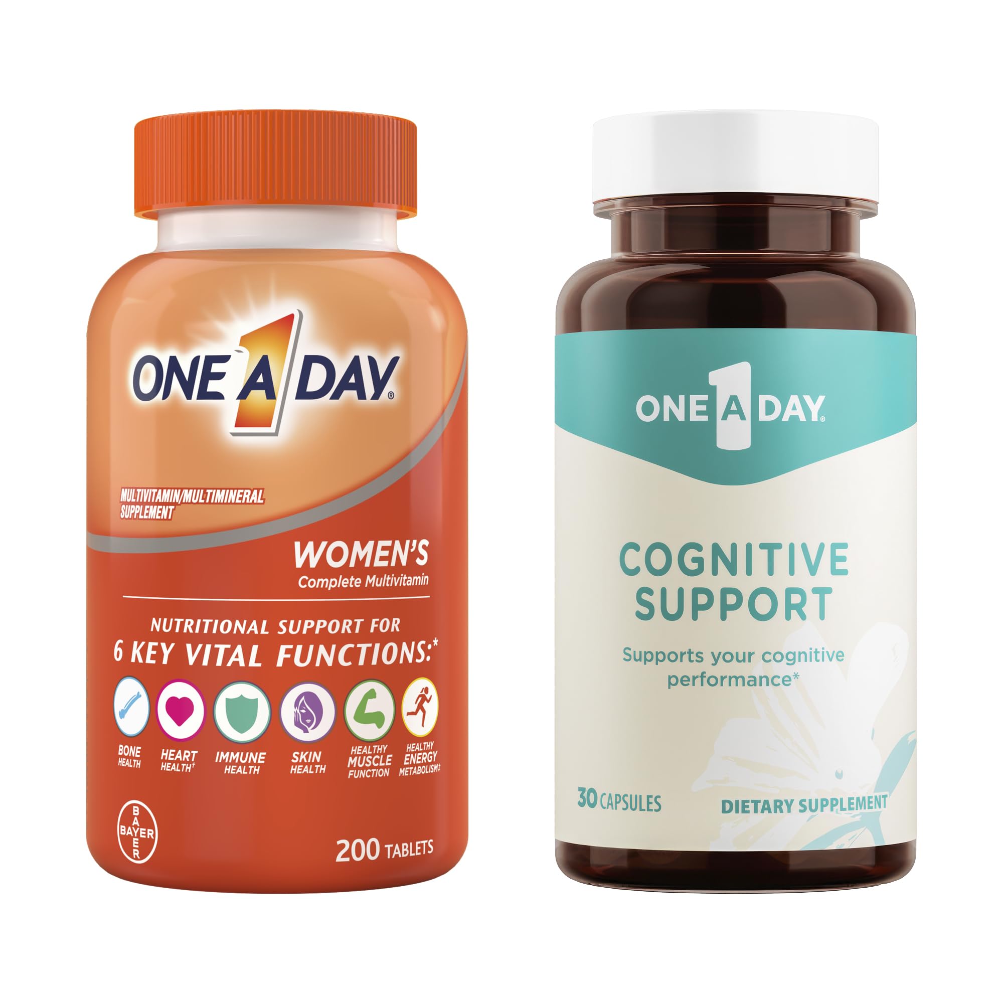 Amazon.com: ONE A DAY Bundle Multivitamin for Women 200 Count Tablets Cognitive Supplement, 30 ...